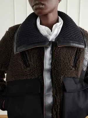 Sacai Wool-blend Plush Coat - Brown