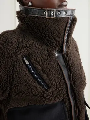 Sacai Wool-blend Plush Coat - Brown