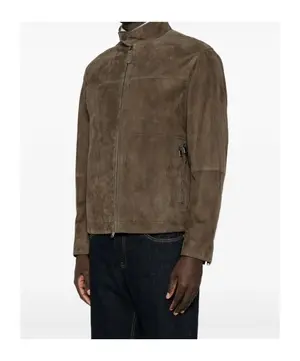 Brioni Suede High-neck Jacket