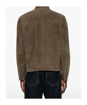 Brioni Suede High-neck Jacket