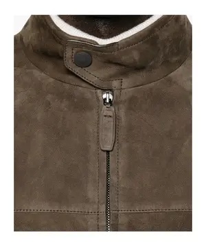 Brioni Suede High-neck Jacket