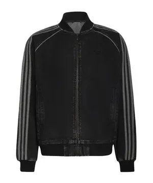 ADIDAS ORIGINALS Washed Denim Stand Collar Zipup Sports Jacket - No