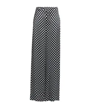 Saint Laurent Satin Polka Dot High Waist Wide Leg Pants - Black
