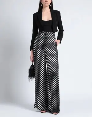 Saint Laurent Satin Polka Dot High Waist Wide Leg Pants