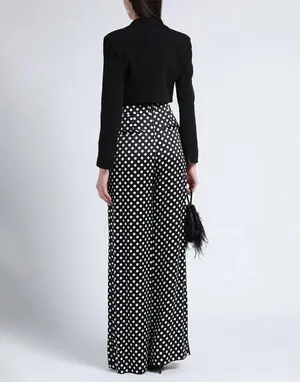 Saint Laurent Satin Polka Dot High Waist Wide Leg Pants