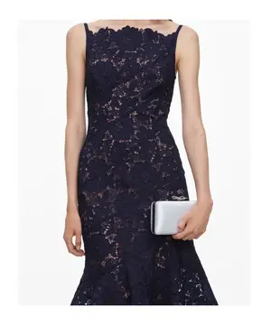 SELF-PORTRAIT Navy Spiral Lace Midi Dress