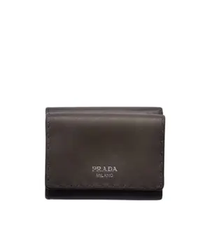 Prada Small Antiqued Leather Wallet - Graphite