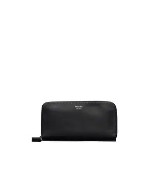 Prada Antiqued-leather Wallet - Black