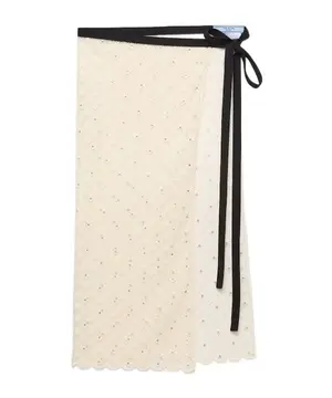 Prada Embroidered Lace Apron - Natural