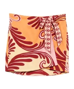 Farm Rio Arabesque Tie Skirt - Red