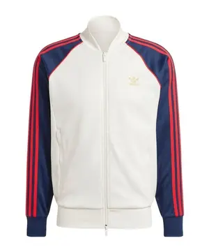 ADIDAS ORIGINALS Raglan Sleeve Stand Collar Zipup Sports Jacket - White