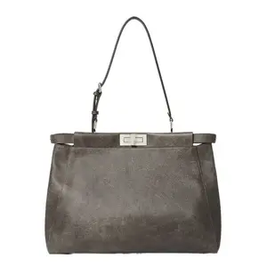 Fendi My Peekaboo Large Vintage-effect Leather Bag - Black