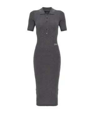 Dsquared2 Ribbed Knit Polo Dress - Grey