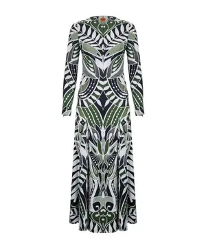 Farm Rio Lace Nature Long-sleeve Midi Dress - Gray