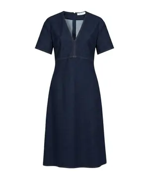 Max Mara Dark Short-sleeved Denim-effect Dress - Blue