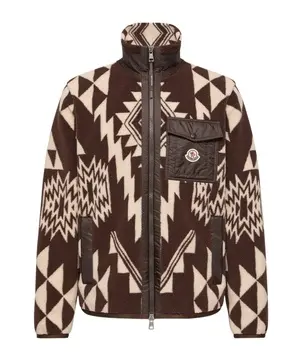 Moncler Geometric Teddy Zip-up Hoodie - Brown
