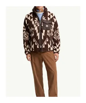 Moncler Geometric Teddy Zip-up Hoodie - Brown