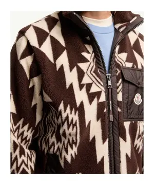 Moncler Geometric Teddy Zip-up Hoodie - Brown