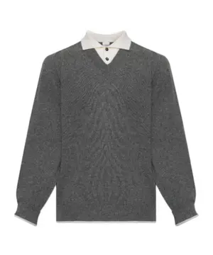 Eleventy Panelled Ribbed Knit Top - Grey
