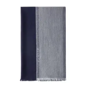 Prada Wool And Silk Stole - Blue/grey
