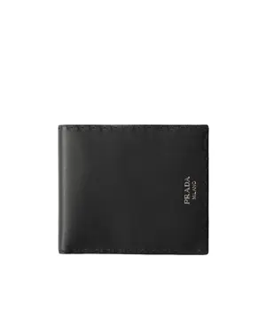 Prada Antiqued-leather Wallet - Black