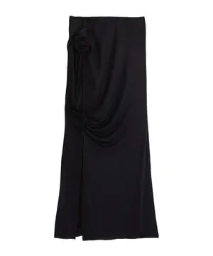 Farm Rio Floral-appliqué Maxi Skirt - Black