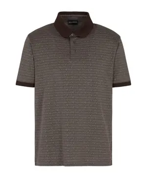 Emporio Armani Allover Subtle Pattern Shortsleeve Polo Shirt