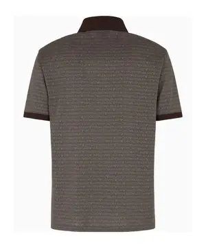 Emporio Armani Allover Subtle Pattern Shortsleeve Polo Shirt