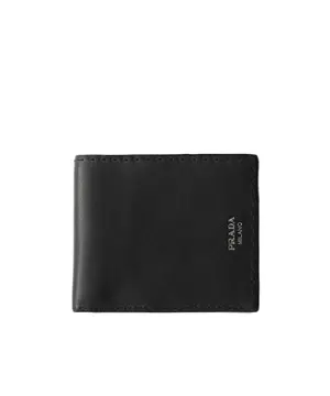 Prada Antiqued Leather Wallet - Black