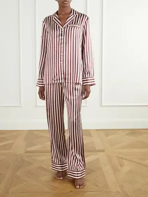 Olivia Von Halle Soren Striped Silk-satin Pajama