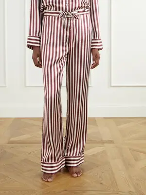 Olivia Von Halle Soren Striped Silk-satin Pajama