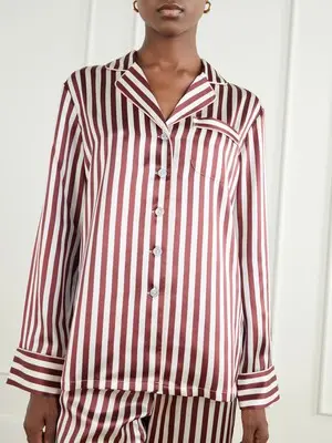 Olivia Von Halle Soren Striped Silk-satin Pajama