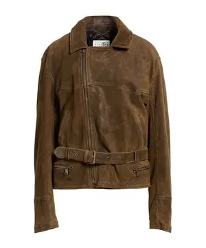 MAISON MARGIELA Suede Biker Jacket - Brown