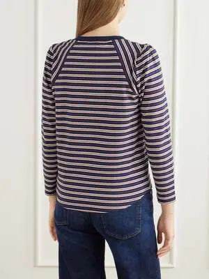 Veronica Beard Mason Baseball Striped Cotton-blend Jersey T-shirt