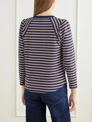 Veronica Beard Mason Baseball Striped Cotton-blend Jersey T-shirt - Brown
