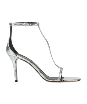 Isabel Marant Étoile Snake-print Leather Slide Sandals - Silver