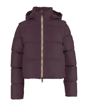 Burberry Detachable Sleeve Nylon Langdale Puffer Jacket - Vineyard Red