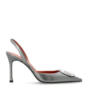 Amina Muaddi Camelia Slingback High-heeled Sandals - Gray