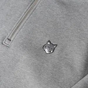 Maison Kitsuné Half-zipper Fleece Knitted Sweater - Grey