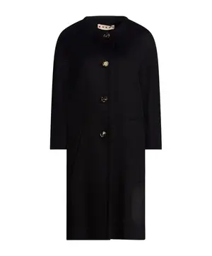 Marni Simple Long-sleeved Woolen Coat - Black