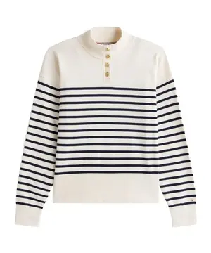 Tommy Hilfiger Horizontal Stripe Mock Neck Knit Sweater - No