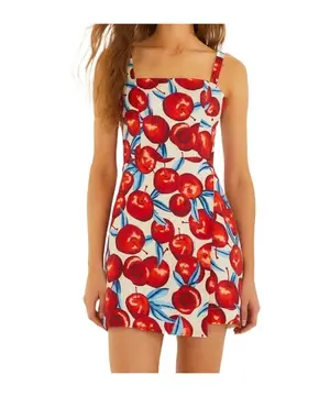 Farm Rio Cherry-print Mini Dress - Brown