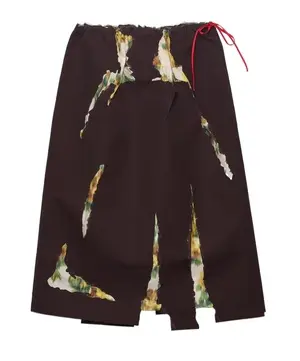 Prada Bonded Gabardine Skirt With Devoré Effect - Ebony