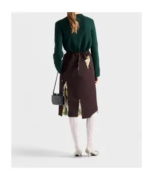 Prada Bonded Gabardine Skirt With Devoré Effect