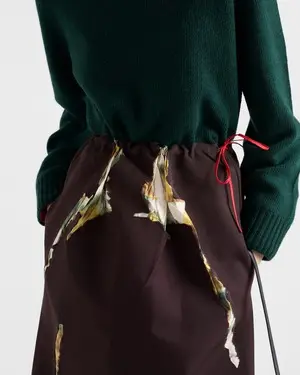 Prada Bonded Gabardine Skirt With Devoré Effect