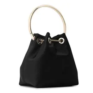 JIMMY CHOO Satin Drawstring Bucket Bag