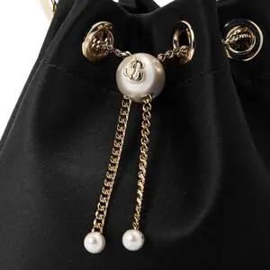 JIMMY CHOO Satin Drawstring Bucket Bag