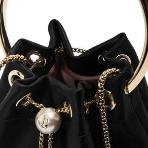 JIMMY CHOO Satin Drawstring Bucket Bag