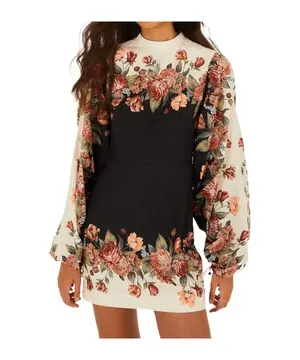 Farm Rio Floral Print Mini Dress - No