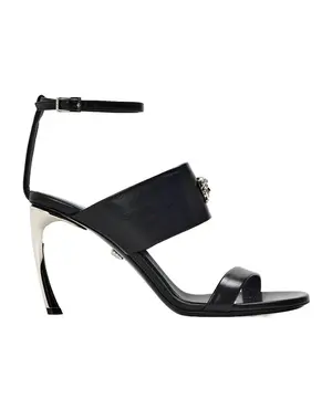 Versace Leather Opentoe Highheel Sandals - Black